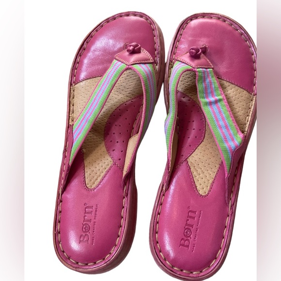 Born | Shoes | Born Leather Thongs Pink Sandals Flip Flops Sz | Poshmark